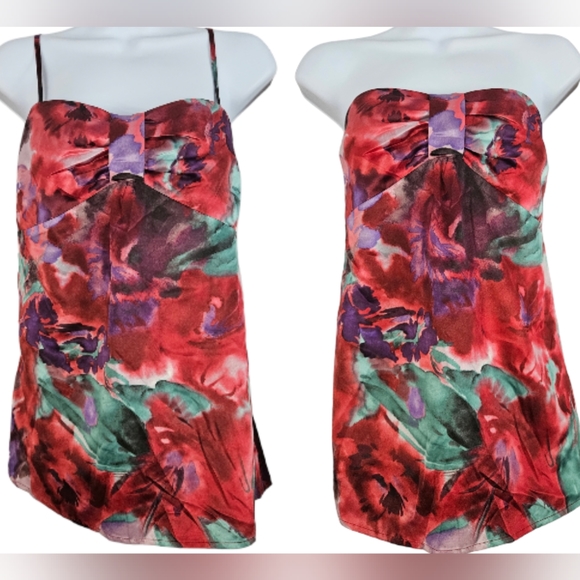 LOFT | Tops | Nwt Loft Red Floral Satin Strapless Halter Top Blouse ...